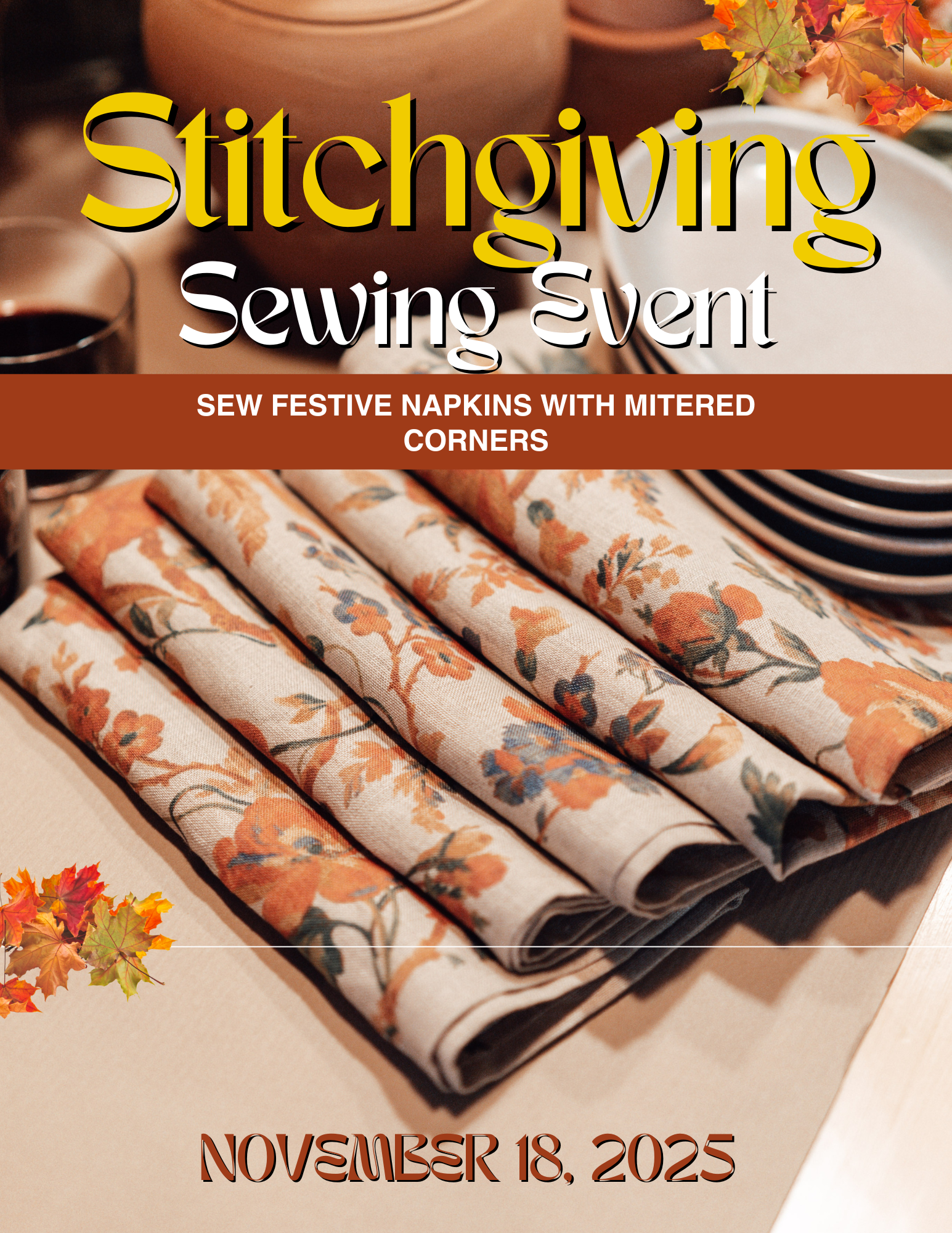 Beginner Sewing Napkins With Mitered Corners - November 2025